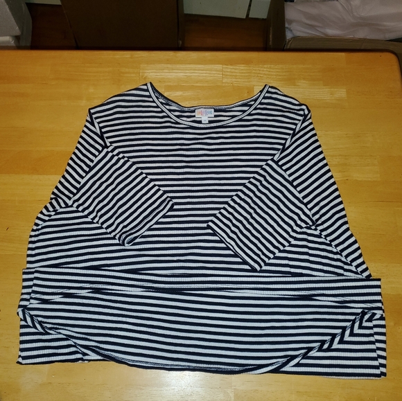 LuLaRoe | Tops | Lula Roe Navy And White Ribbed Tunic | Poshmark